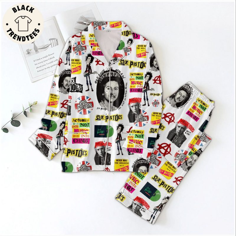 Sex Pistols Portrait White Design Pajamas Set Blacktrendtees